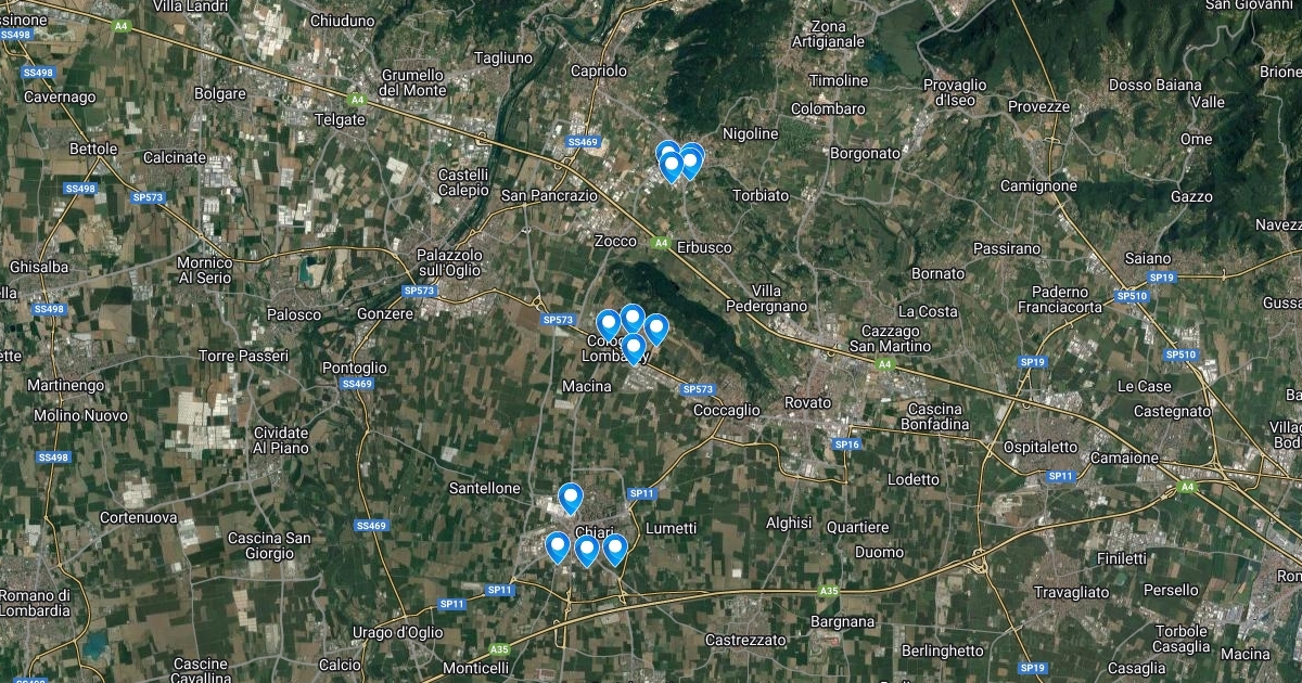 concentation of toluene in Chiari, Adro and Cologne : Scribble Maps