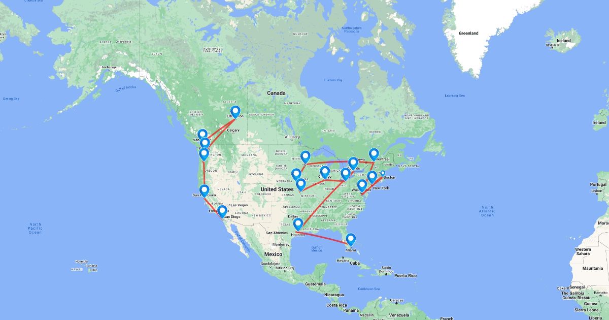 Coldplay Road Trip : Scribble Maps