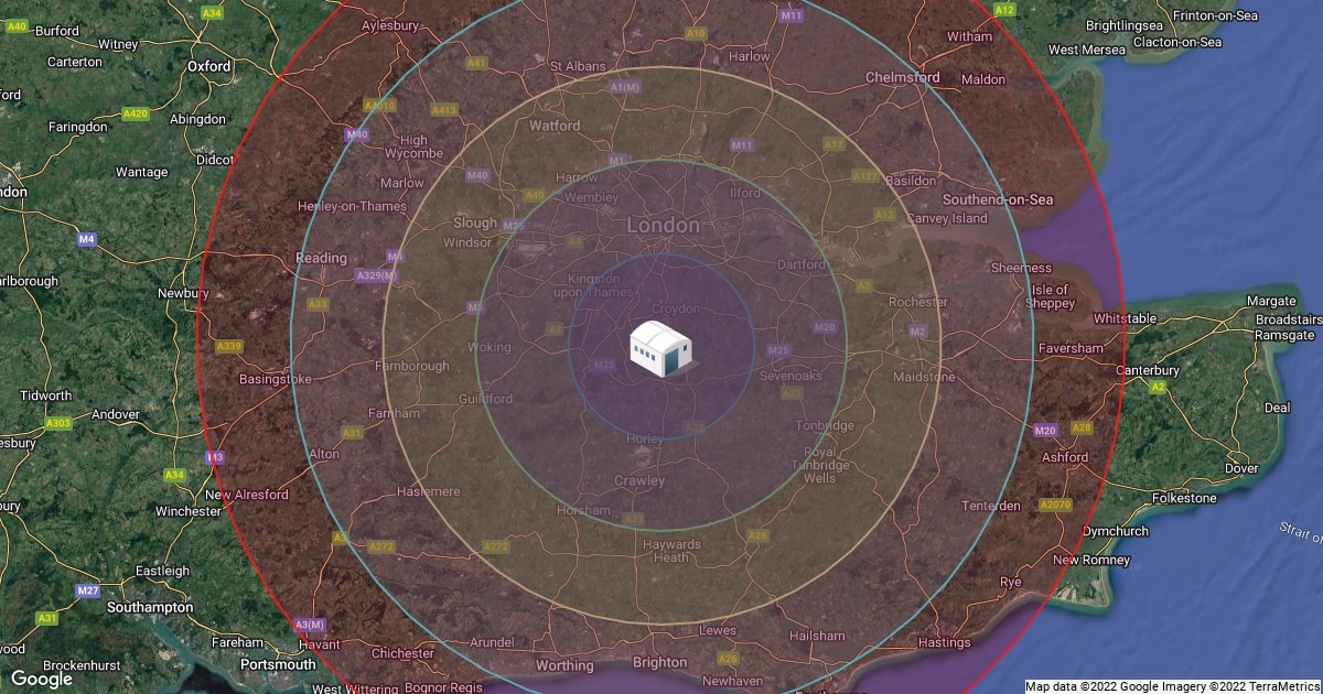 10 to 50 mile radius : Scribble Maps