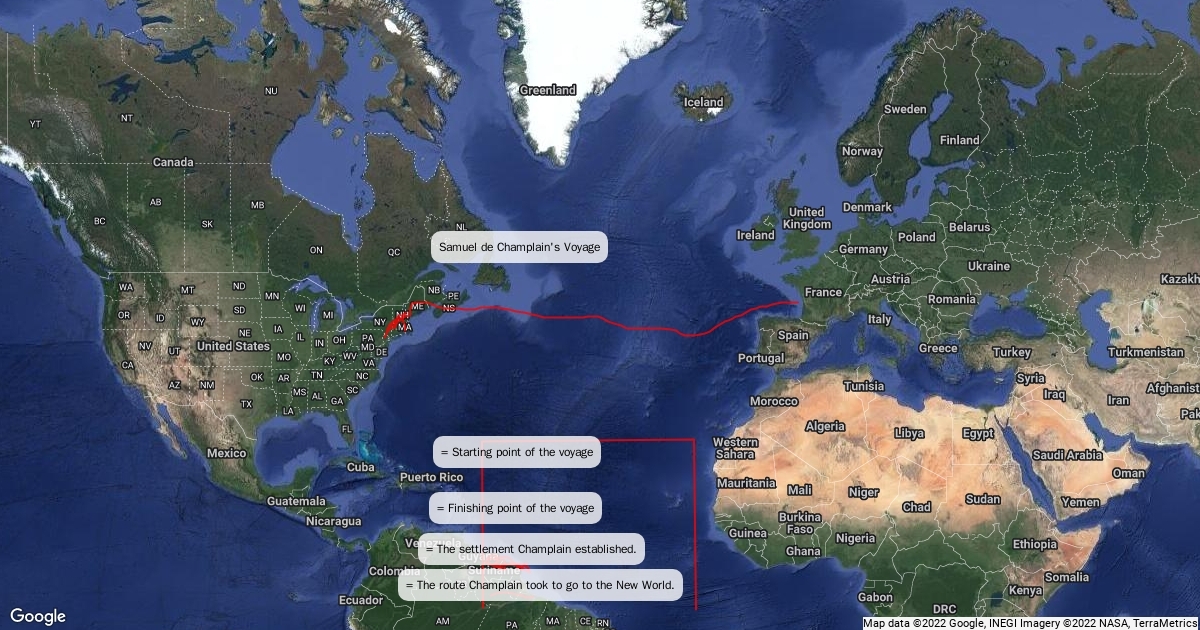 Samuel De Champlain Route Map
