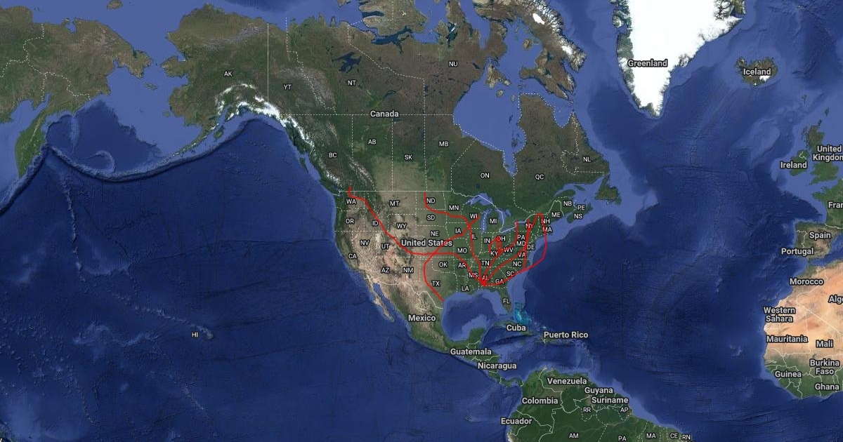 The Underground Railroad: Map Routes : Scribble Maps