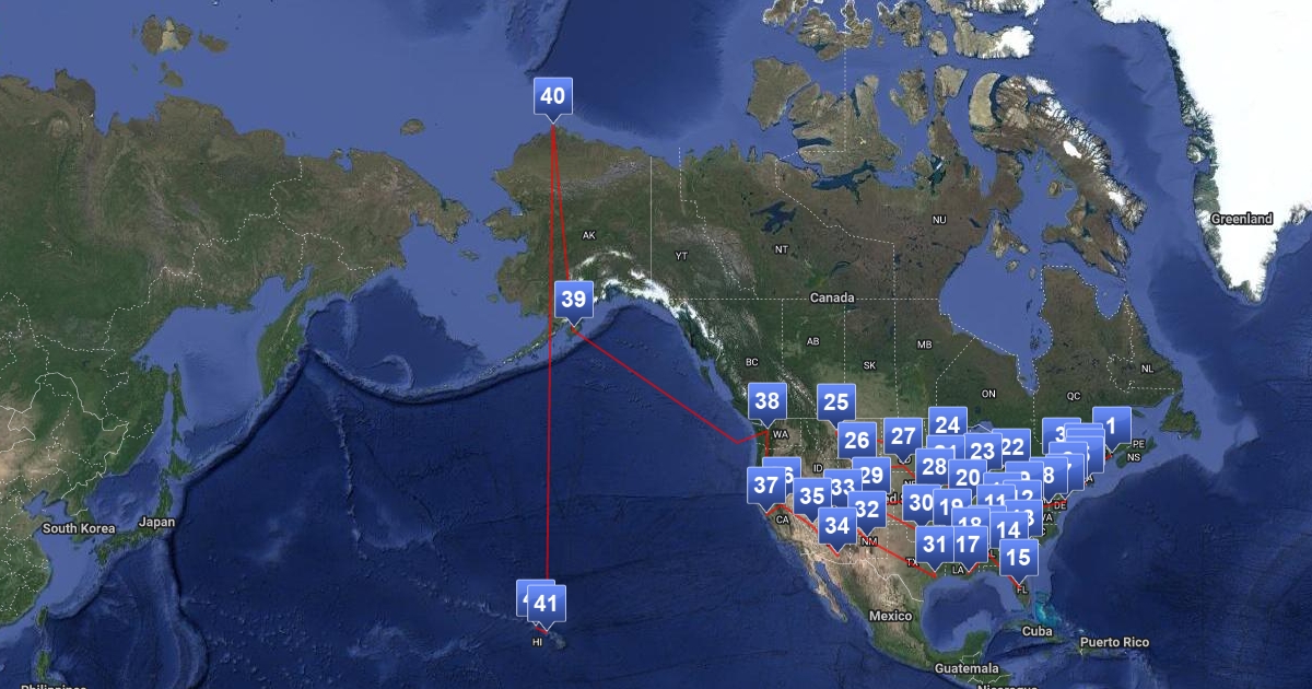 Stephen Fry in the US : Scribble Maps