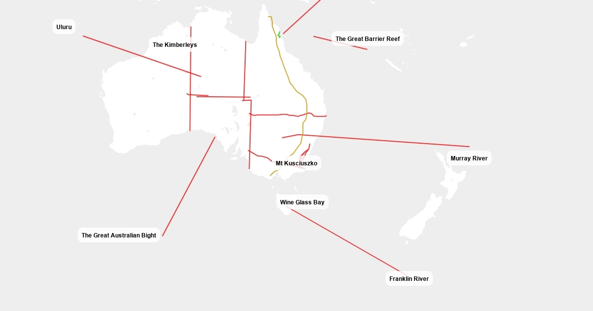 Map Of Australia natural landmarks : Scribble Maps