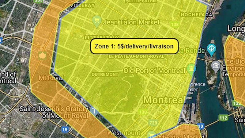 carte des zones de livraisons : Scribble Maps