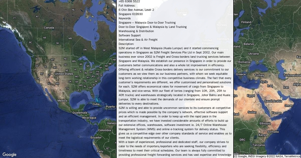 S2M Freight Pte Ltd : Scribble Maps