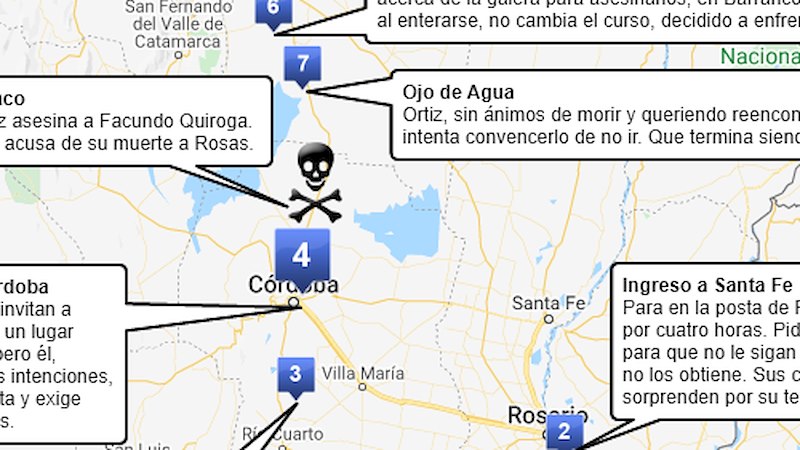 Recorrido de Facundo Quiroga antes de morir : Scribble Maps