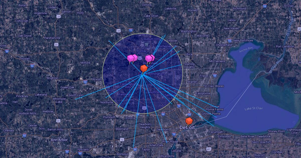 215 pm Jimmy Hoffa disappearance chart : Scribble Maps