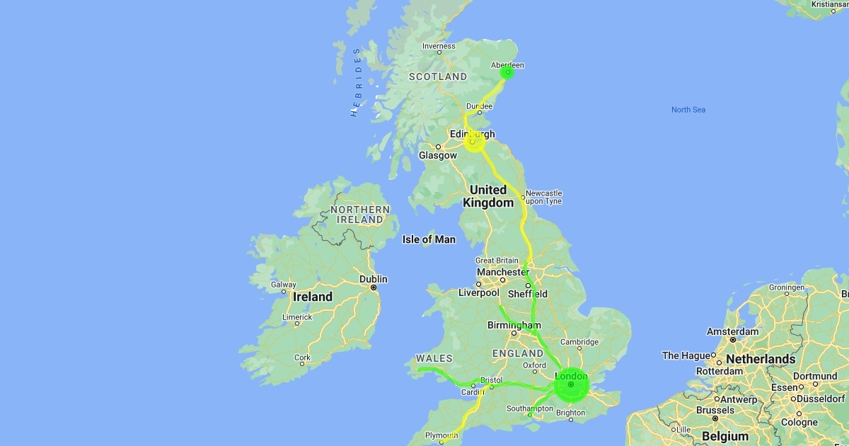 map of UK hydrogen highways : Scribble Maps