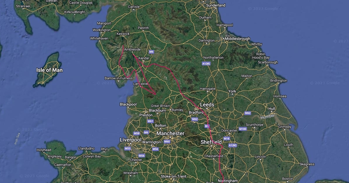 Tour Of England Old peeps : Scribble Maps