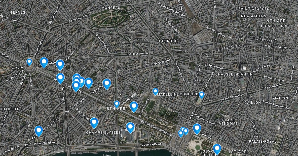A Tourist's Map of Champs Elysees : Scribble Maps