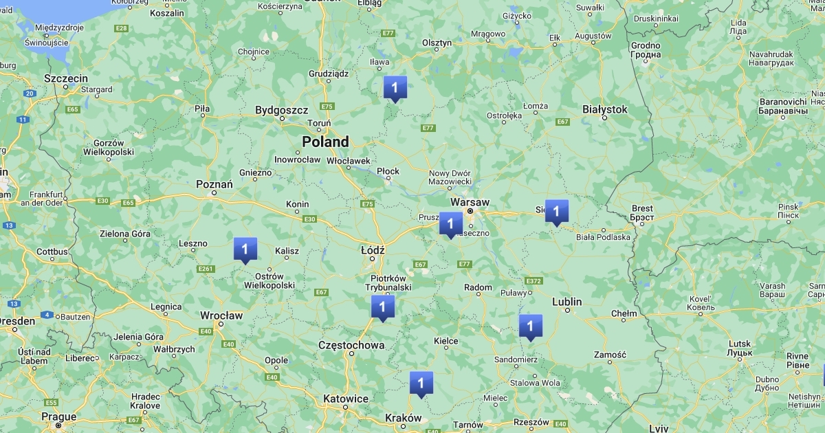 Mapa ladowarek : Scribble Maps