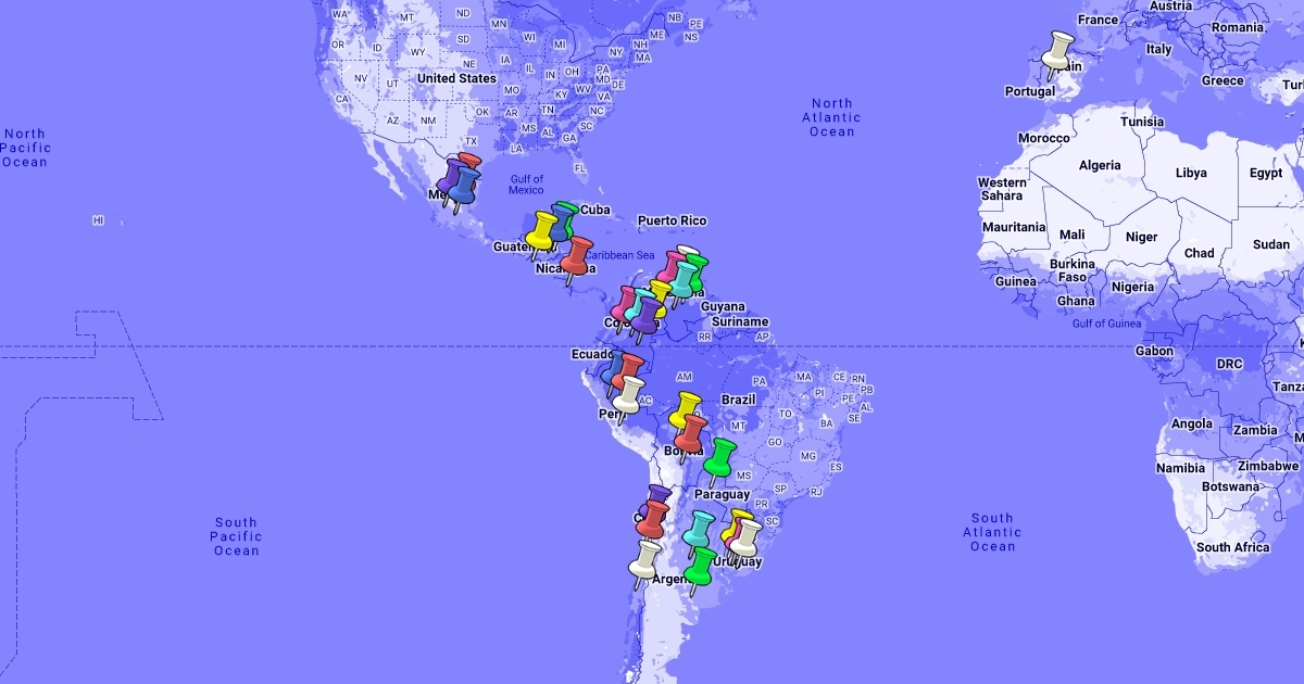 30 libros a nivel hispanoamericano : Scribble Maps