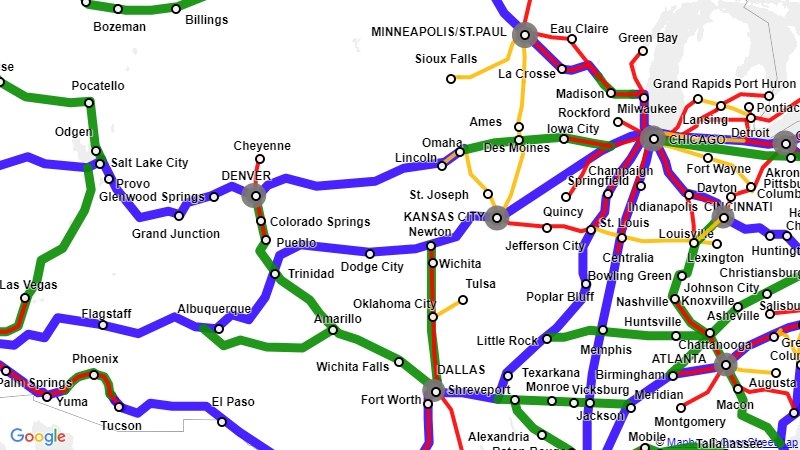 amtrak long distance network proposal : Scribble Maps