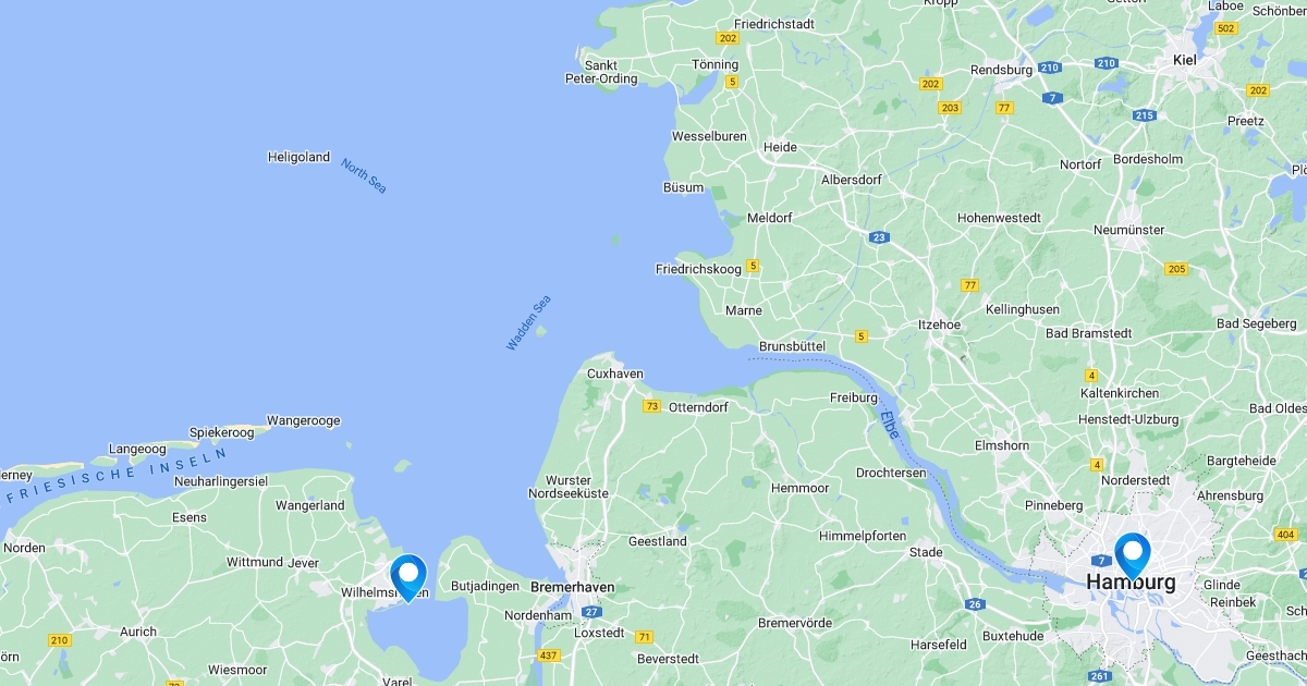 Wilhelmshaven - Hamburg : Scribble Maps