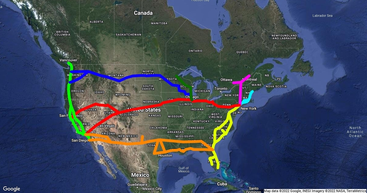 USA Bullet Train Map : Scribble Maps