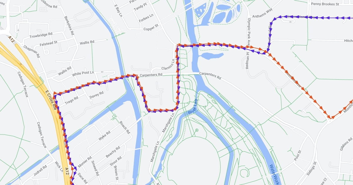 Route N8: Ride London Diversion 2022 : Scribble Maps