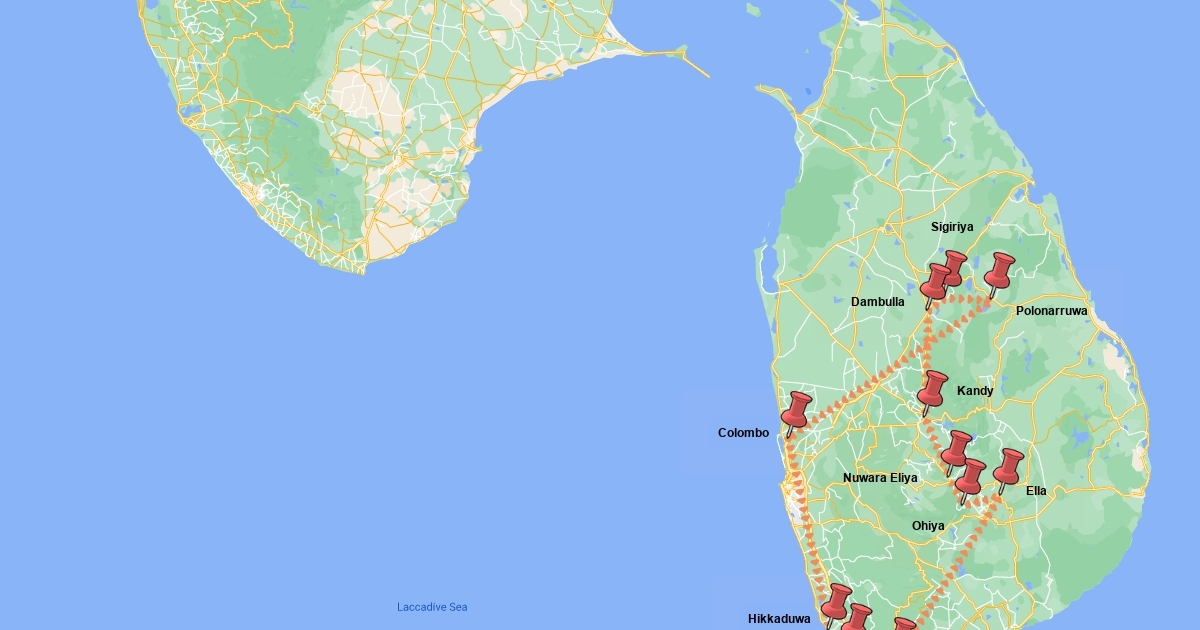 Sri Lanka Route : Scribble Maps