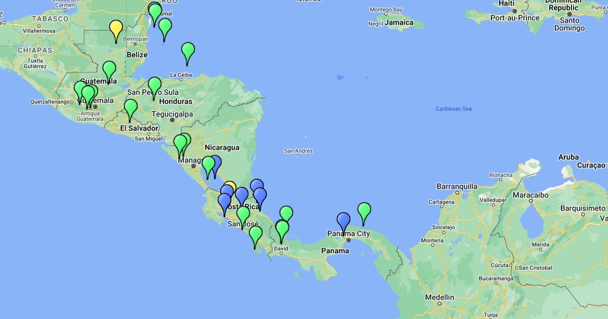 Top Central America Destinations : Scribble Maps