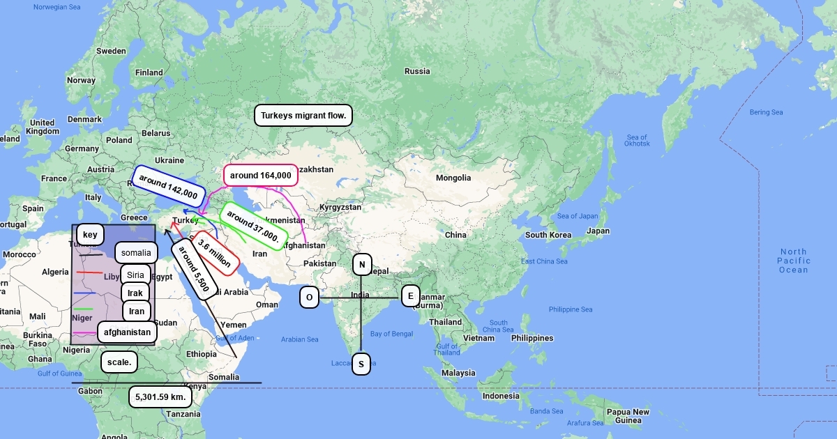 migrant flow map in turkey : Scribble Maps