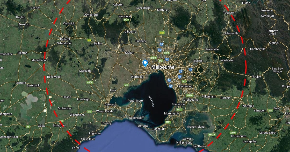 100 km radius : Scribble Maps