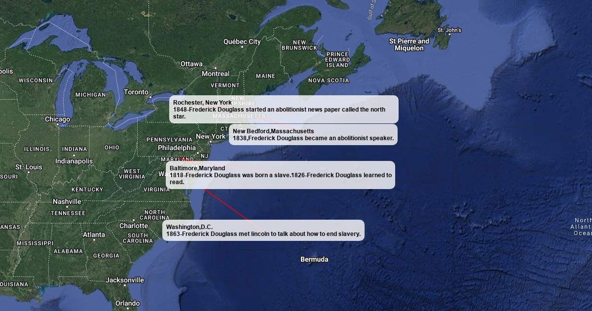 Frederick Douglass's Life : Scribble Maps
