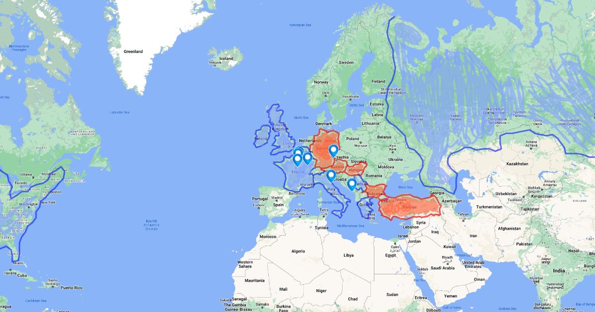 World War 1 locations : Scribble Maps