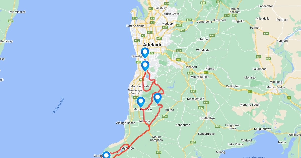 Ride to Yankalilla : Scribble Maps