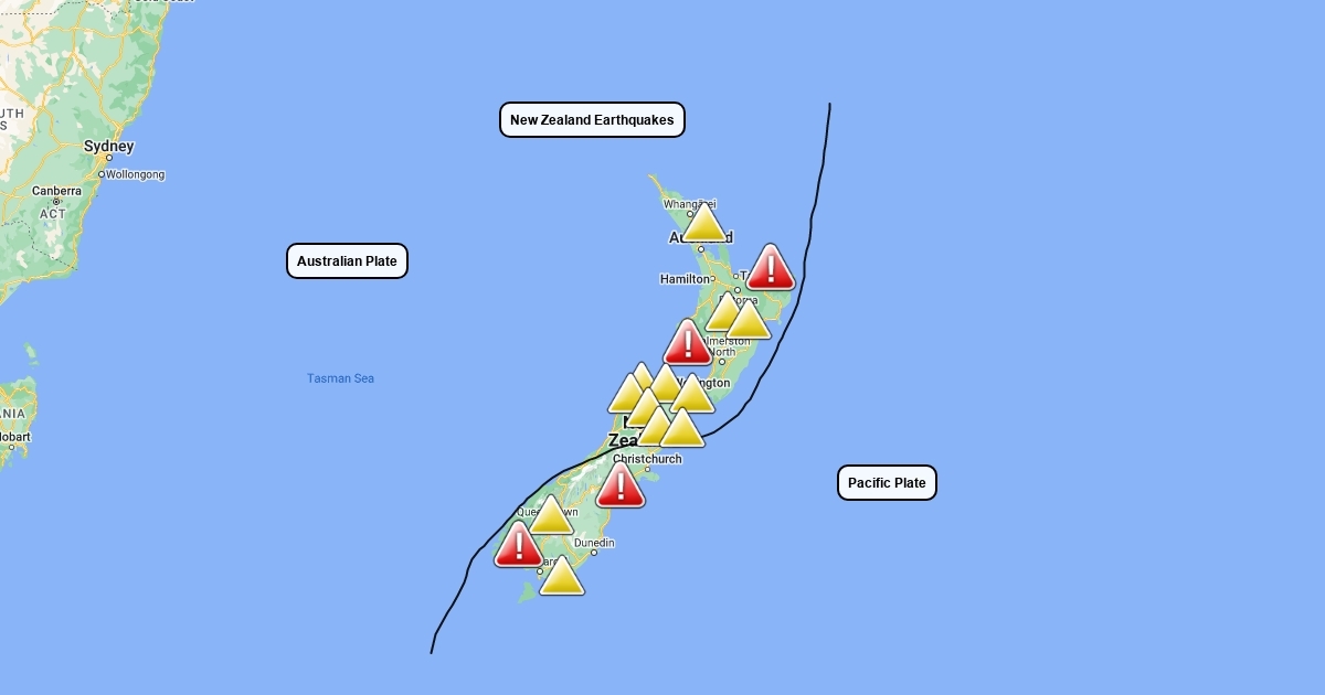 New Zealand Earthquakes : Scribble Maps