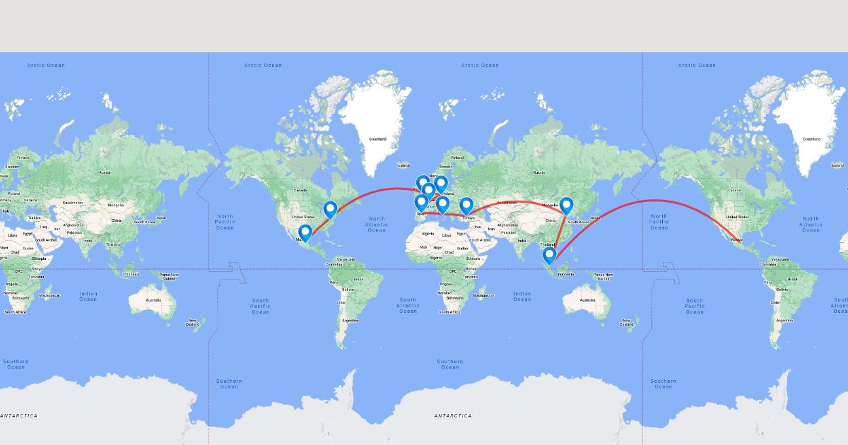 Top 10 Destinations : Scribble Maps